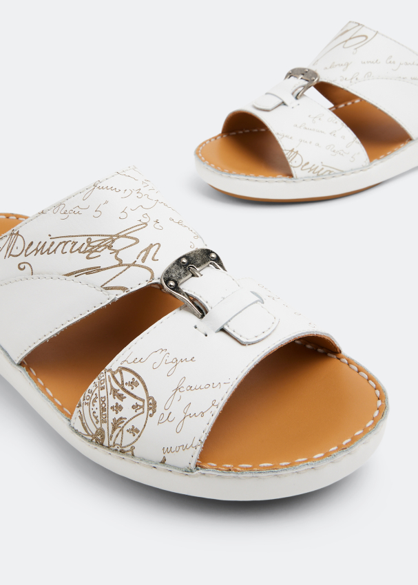 Berluti Dubai leather sandals for Men - White in Kuwait | Level Shoes